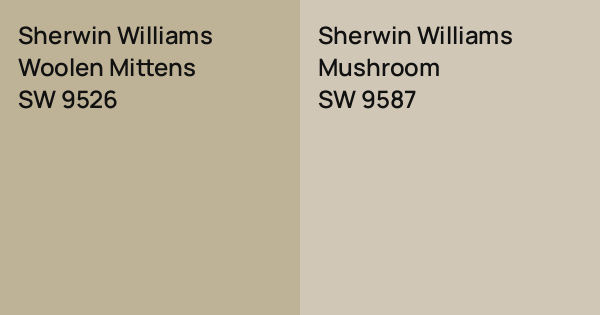 Sherwin Williams Woolen Mittens vs. Sherwin Williams Mushroom comparison