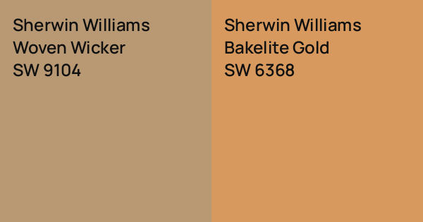 Sherwin Williams Woven Wicker vs. Sherwin Williams Bakelite Gold comparison