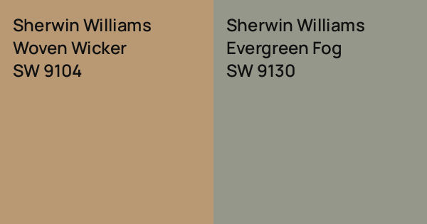Sherwin Williams Woven Wicker vs. Sherwin Williams Evergreen Fog comparison