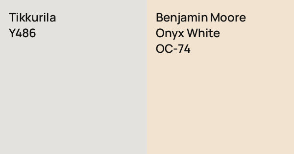 Tikkurila Y486 vs. Benjamin Moore Onyx White comparison