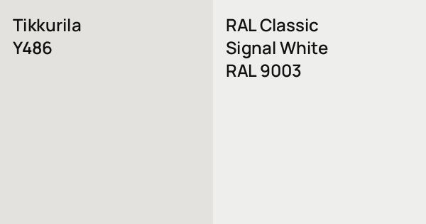 Tikkurila Y486 vs. RAL Classic Signal White comparison
