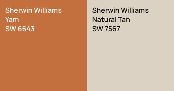 Sherwin Williams Yam vs. Sherwin Williams Natural Tan comparison