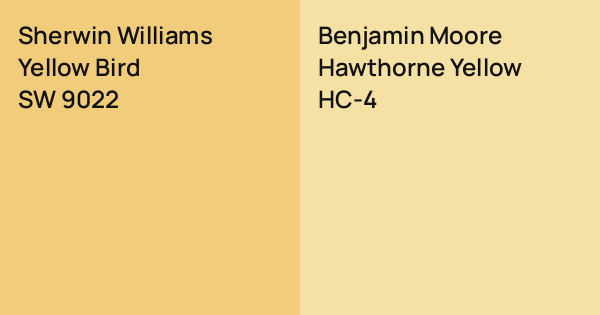 Sherwin Williams Yellow Bird vs. Benjamin Moore Hawthorne Yellow comparison