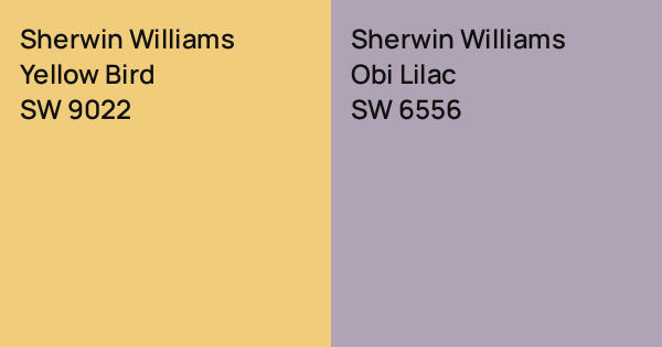 Sherwin Williams Yellow Bird vs. Sherwin Williams Obi Lilac comparison