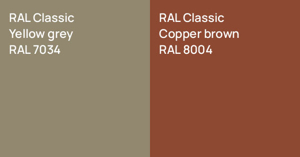 RAL Classic Yellow grey vs. RAL Classic Copper brown comparison