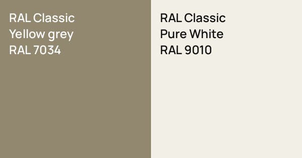 RAL Classic Yellow grey vs. RAL Classic Pure White comparison