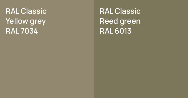 RAL Classic Yellow grey vs. RAL Classic Reed green comparison