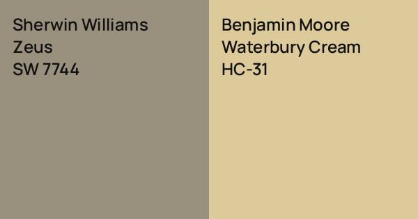 Sherwin Williams Zeus vs. Benjamin Moore Waterbury Cream comparison