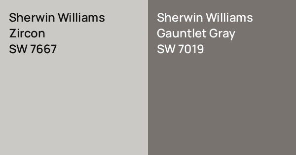 Sherwin Williams Zircon vs. Sherwin Williams Gauntlet Gray comparison