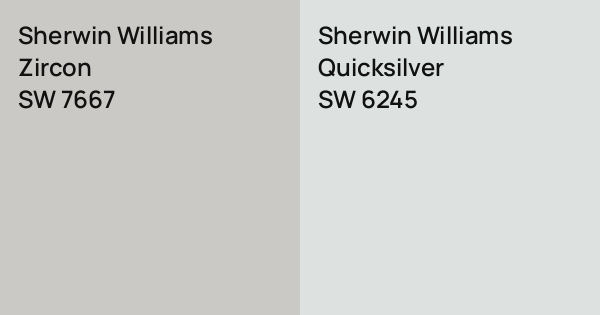 Sherwin Williams Zircon vs. Sherwin Williams Quicksilver comparison