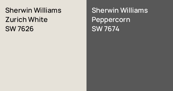 Sherwin Williams Zurich White vs. Sherwin Williams Peppercorn comparison