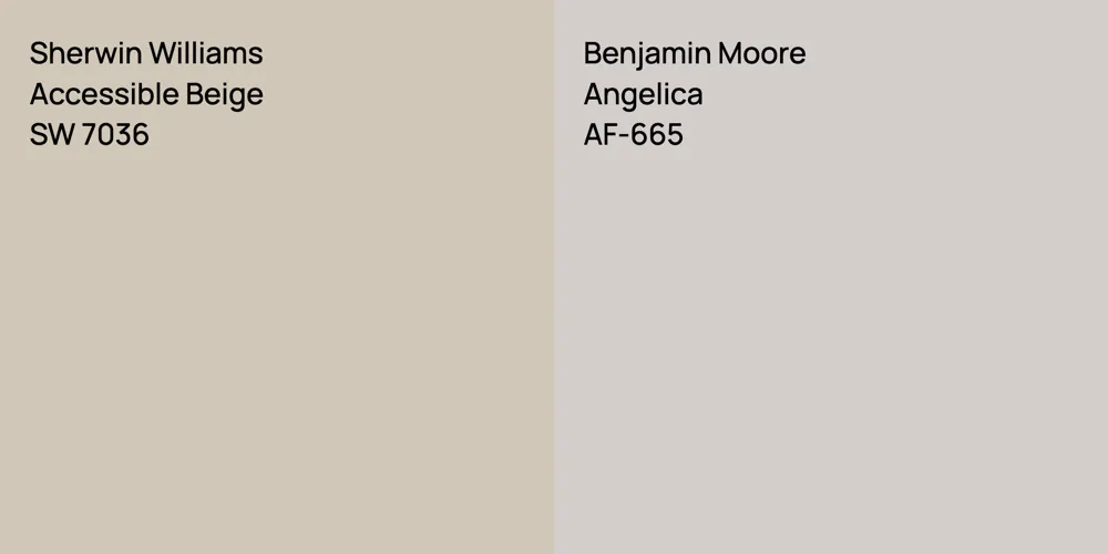 Sherwin Williams Accessible Beige vs. Benjamin Moore Angelica comparison