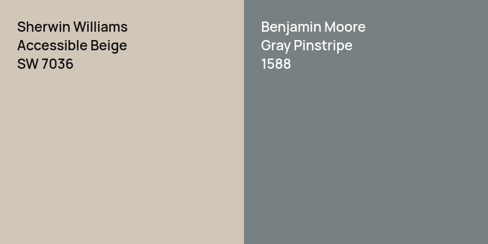 Sherwin Williams Accessible Beige vs. Benjamin Moore Gray Pinstripe comparison