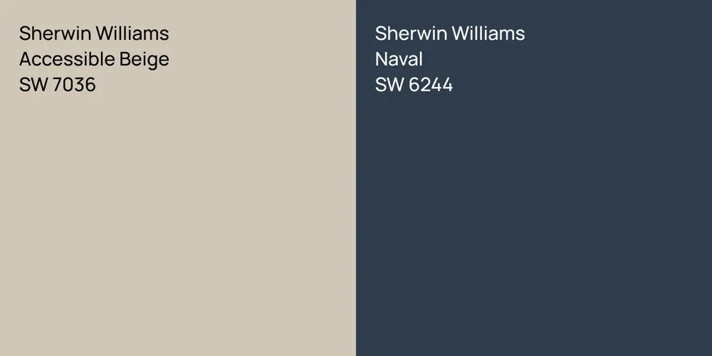Sherwin Williams Accessible Beige vs. Sherwin Williams Naval comparison