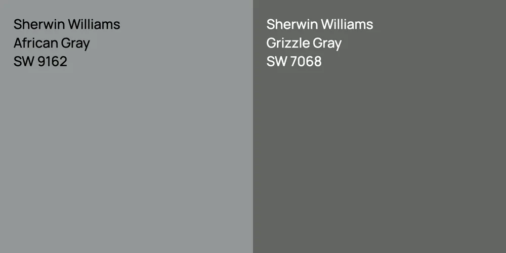 Sherwin Williams African Gray vs. Sherwin Williams Grizzle Gray comparison