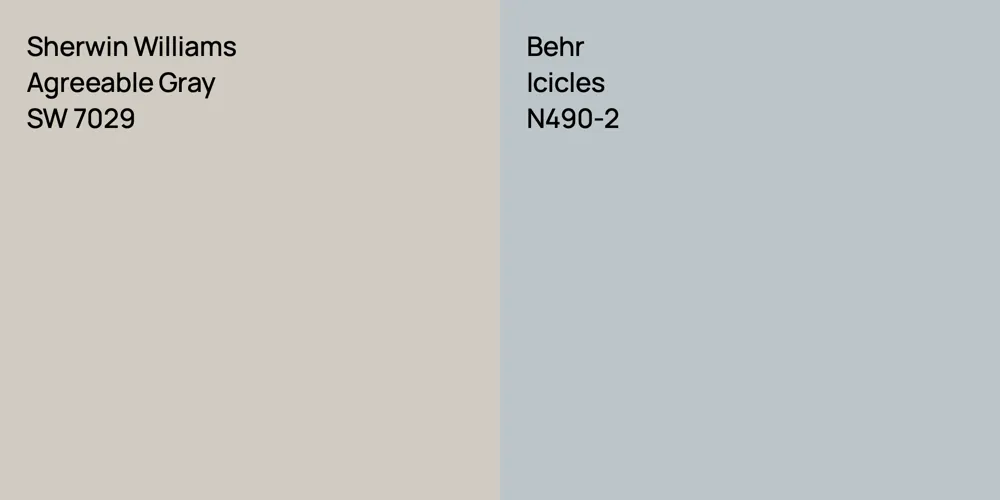 Sherwin Williams Agreeable Gray vs. Behr Icicles comparison