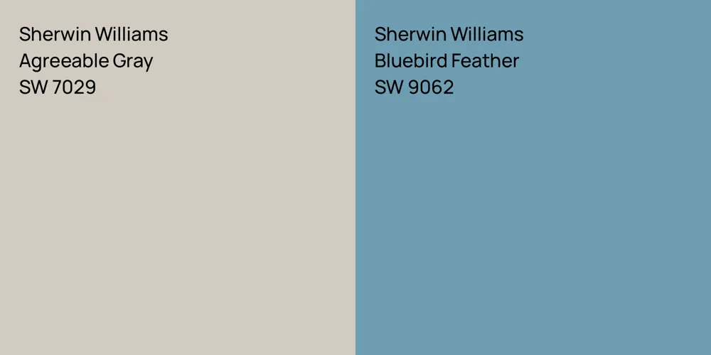 Sherwin Williams Agreeable Gray vs. Sherwin Williams Bluebird Feather ...