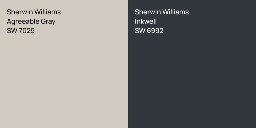 Sherwin Williams Agreeable Gray vs. Sherwin Williams Inkwell comparison