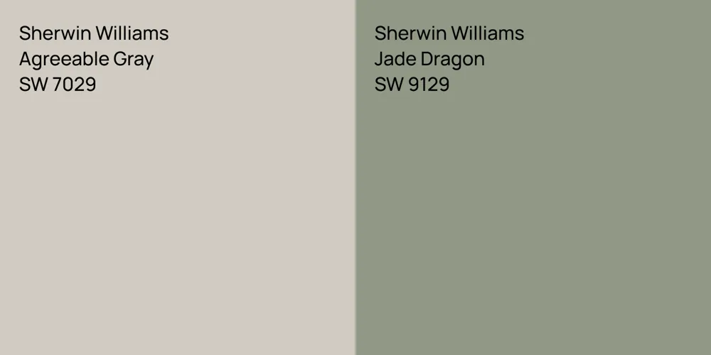Sherwin Williams Agreeable Gray vs. Sherwin Williams Jade Dragon comparison