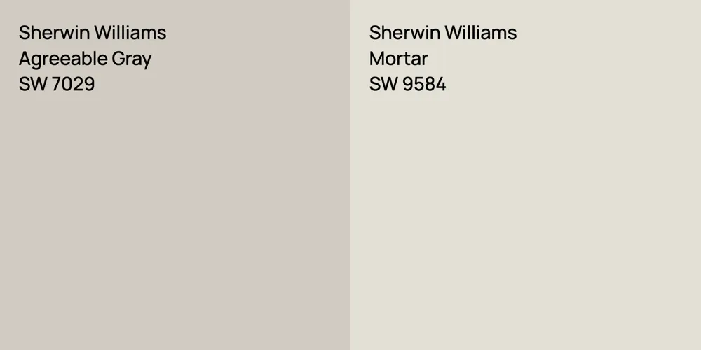 Sherwin Williams Agreeable Gray vs. Sherwin Williams Mortar comparison