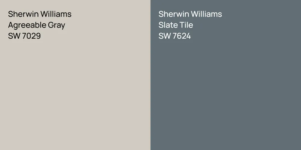 Sherwin Williams Agreeable Gray vs. Sherwin Williams Slate Tile comparison