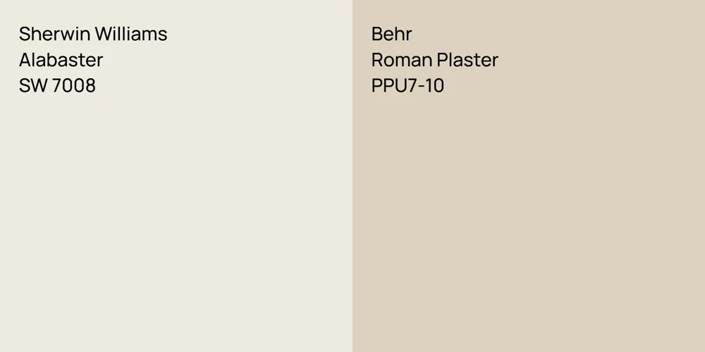 Sherwin Williams Alabaster vs. Behr Roman Plaster comparison