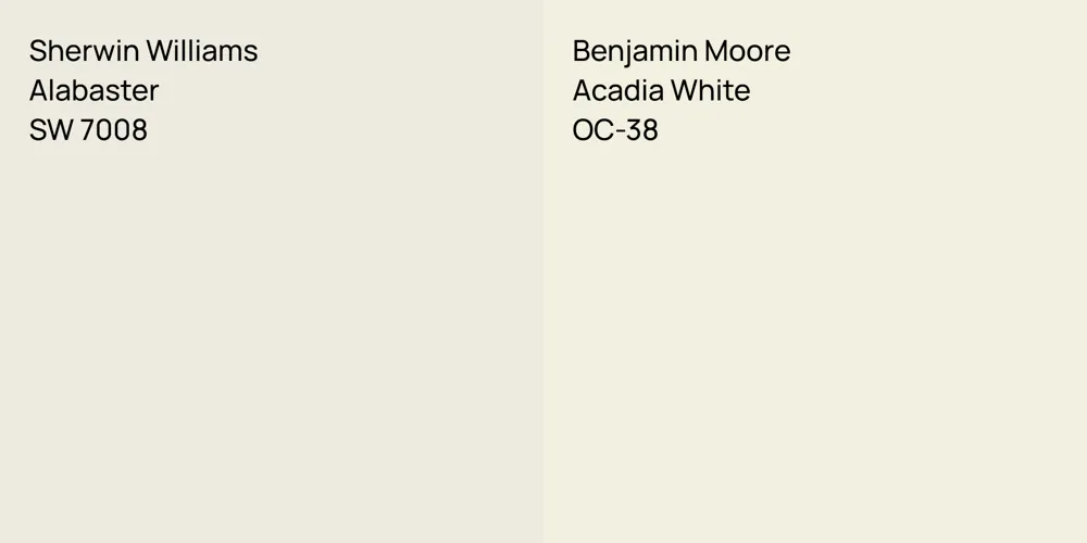 Sherwin Williams Alabaster vs. Benjamin Moore Acadia White comparison