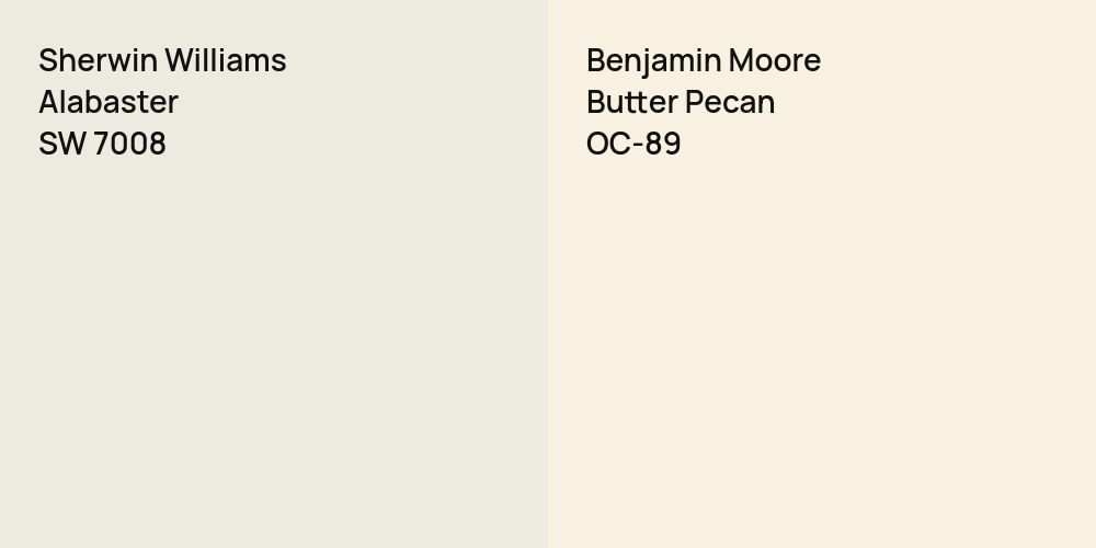Sherwin Williams Alabaster vs. Benjamin Moore Butter Pecan comparison