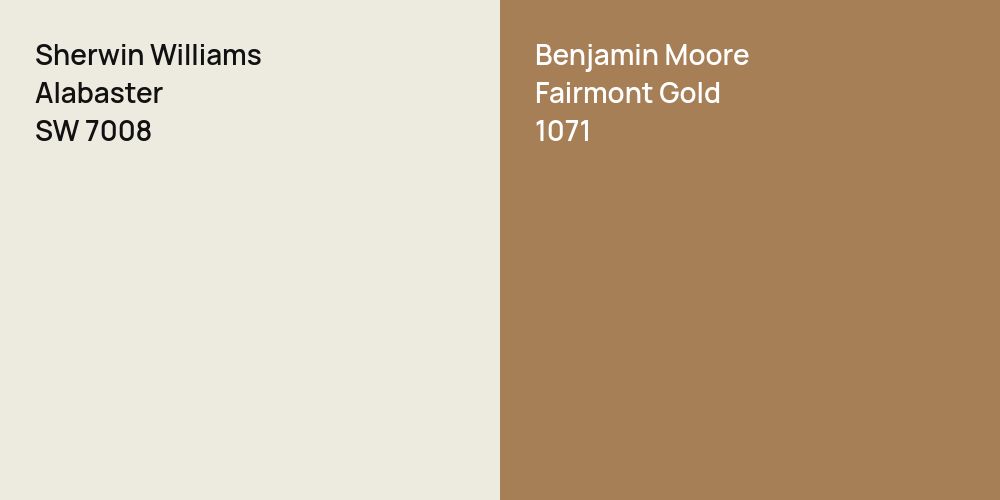 Sherwin Williams Alabaster vs. Benjamin Moore Fairmont Gold comparison