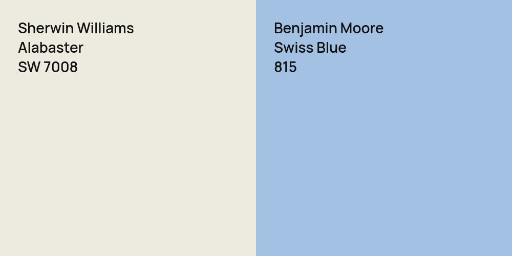 Sherwin Williams Alabaster vs. Benjamin Moore Swiss Blue comparison