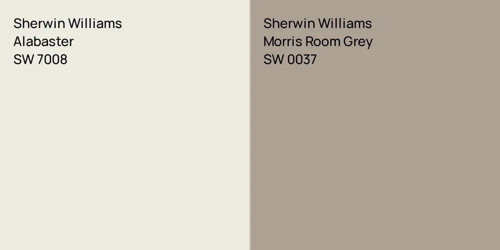 Sherwin Williams Alabaster vs. Sherwin Williams Morris Room Grey comparison