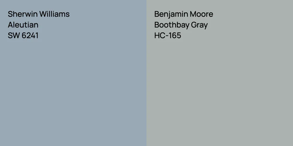 Sherwin Williams Aleutian vs. Benjamin Moore Boothbay Gray comparison