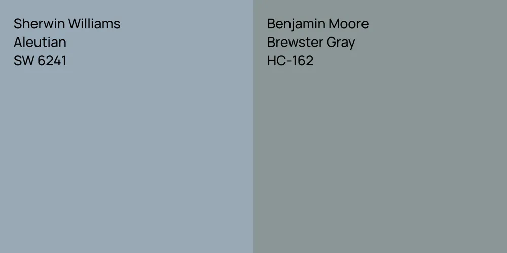 Sherwin Williams Aleutian vs. Benjamin Moore Brewster Gray comparison
