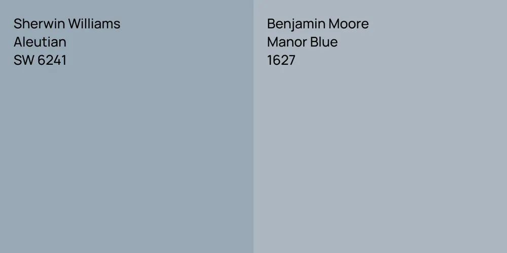 Sherwin Williams Aleutian vs. Benjamin Moore Manor Blue comparison