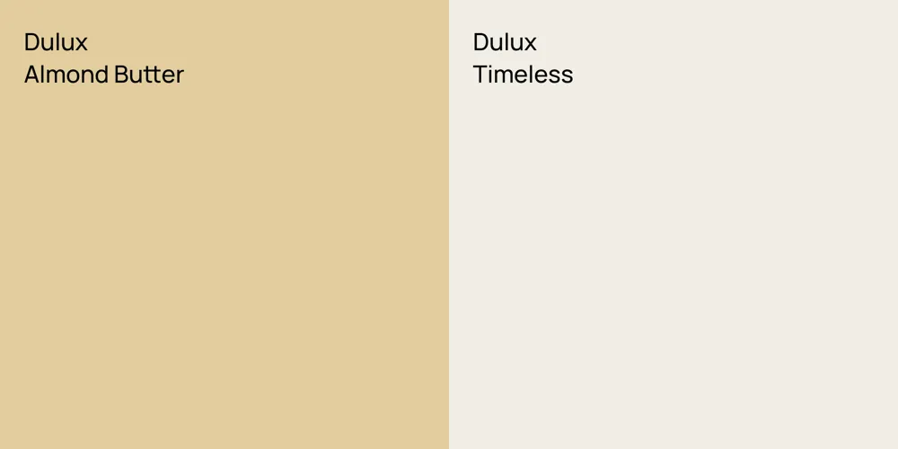Dulux Almond Butter vs. Dulux Timeless comparison