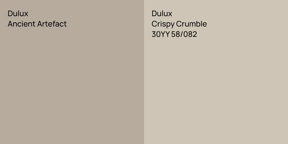 Dulux Ancient Artefact vs. Dulux Crispy Crumble comparison