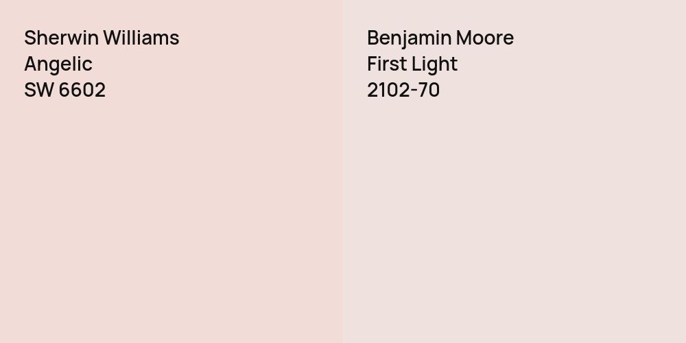 Sherwin Williams Angelic vs. Benjamin Moore First Light comparison