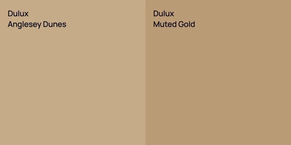 Dulux Anglesey Dunes vs. Dulux Muted Gold comparison