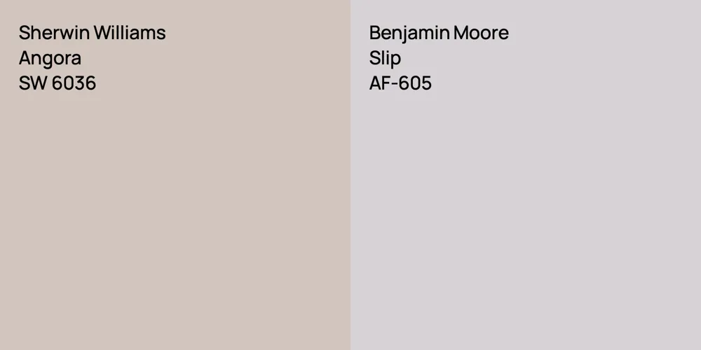 Sherwin Williams Angora vs. Benjamin Moore Slip comparison