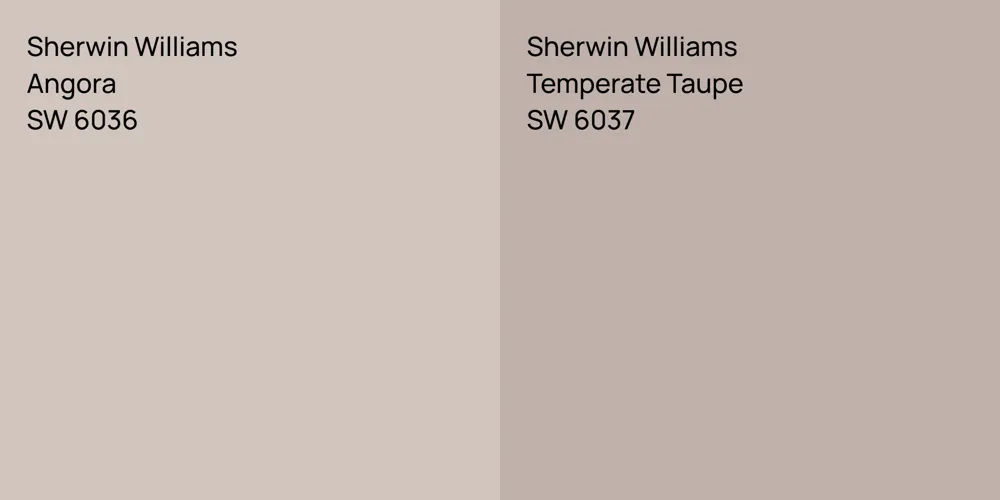Sherwin Williams Angora vs. Sherwin Williams Temperate Taupe comparison