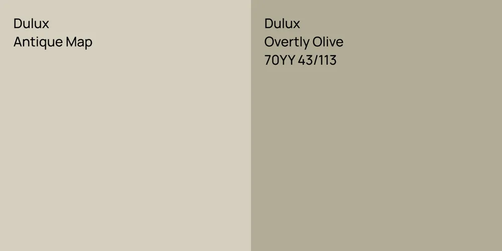 Dulux Antique Map vs. Dulux Overtly Olive comparison