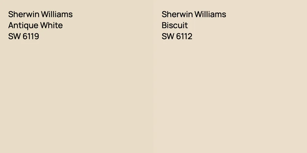 Sherwin Williams Antique White vs. Sherwin Williams Biscuit comparison