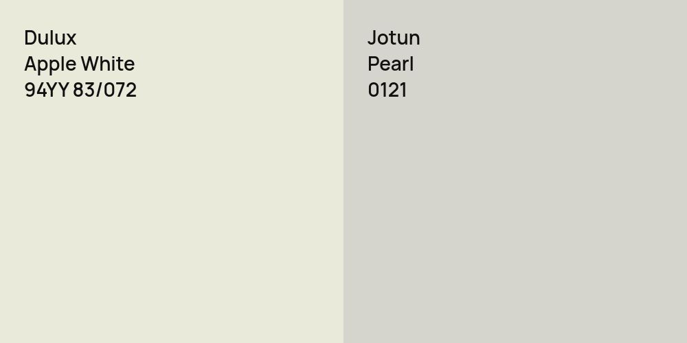 Dulux Apple White vs. Jotun Pearl comparison
