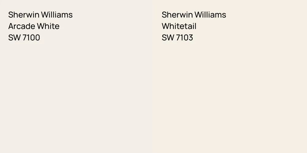 Sherwin Williams Arcade White vs. Sherwin Williams Whitetail comparison