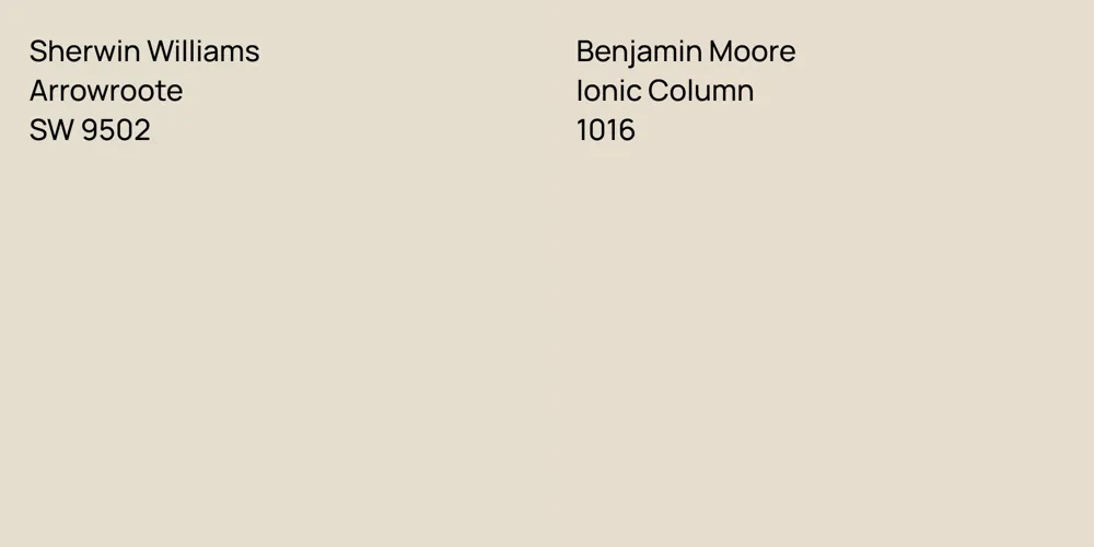 Sherwin Williams Arrowroote vs. Benjamin Moore Ionic Column comparison