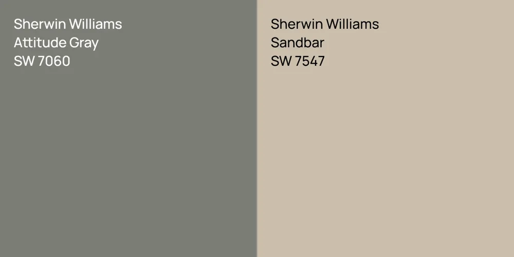 Sherwin Williams Attitude Gray vs. Sherwin Williams Sandbar comparison