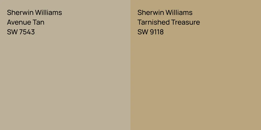 Sherwin Williams Avenue Tan vs. Sherwin Williams Tarnished Treasure ...