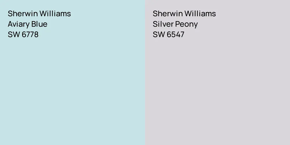 Sherwin Williams Aviary Blue vs. Sherwin Williams Silver Peony comparison