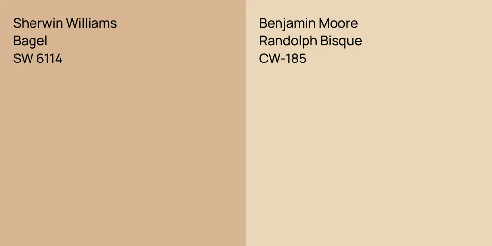 Sherwin Williams Bagel vs. Benjamin Moore Randolph Bisque comparison