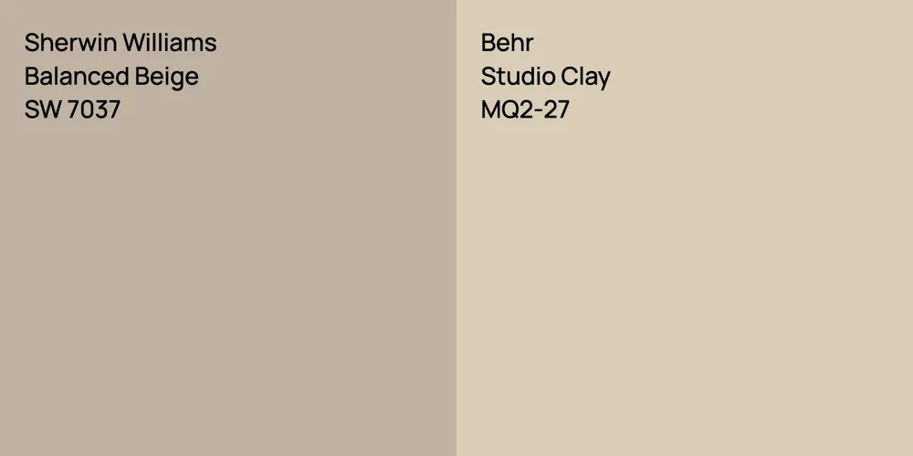Sherwin Williams Balanced Beige vs. Behr Studio Clay comparison